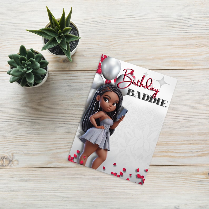 Baddie Happy Birthday Card - Etsy