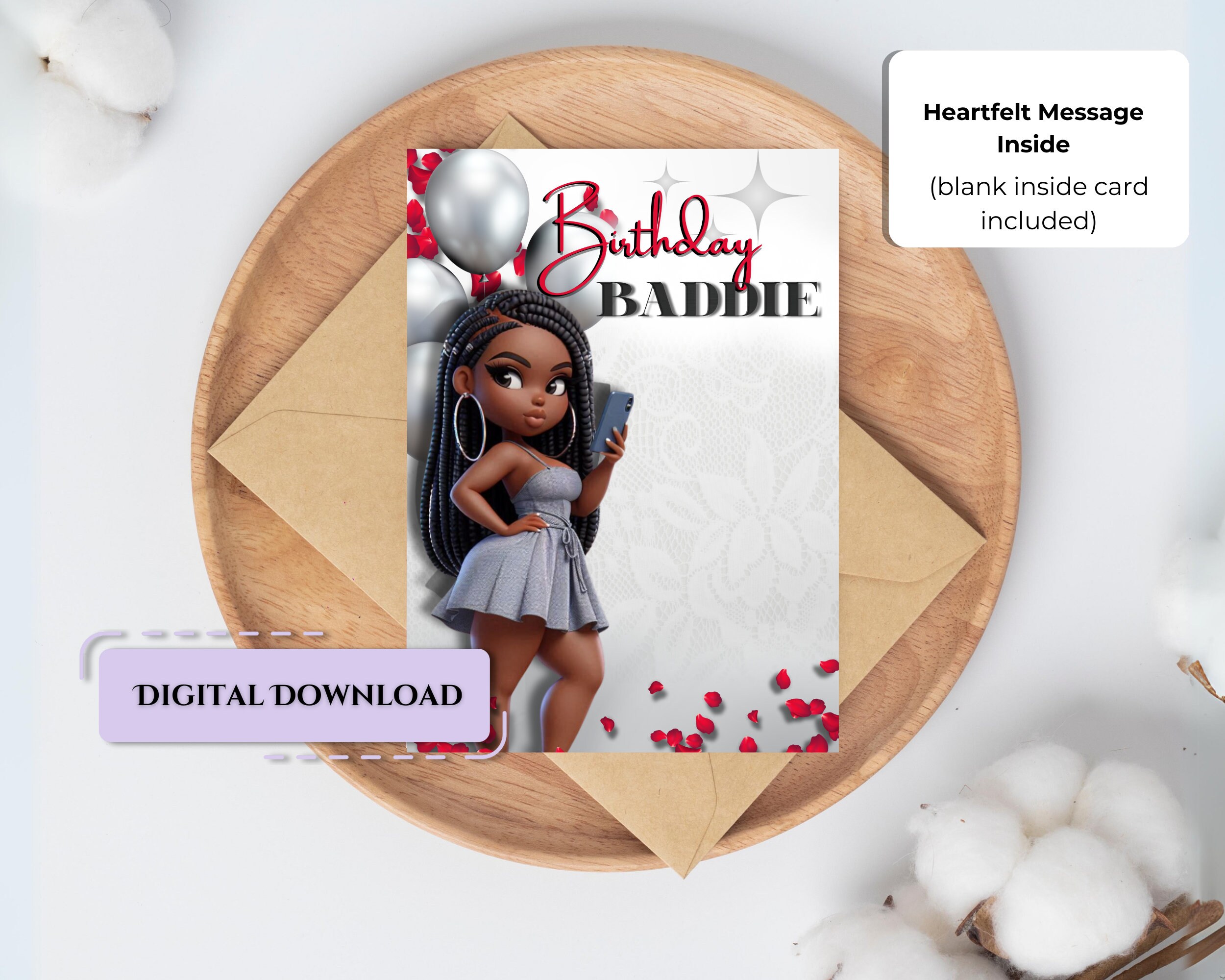 Baddie Printable Birthday Card, Digital Card - Etsy