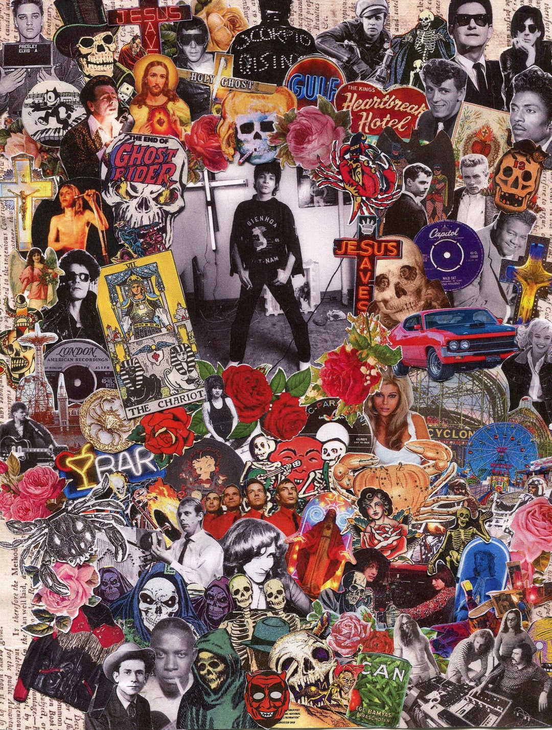 Alan Vega Tarot Card Collage Art Print 8.5 X 11 on Heavy Cardstock Goth ...