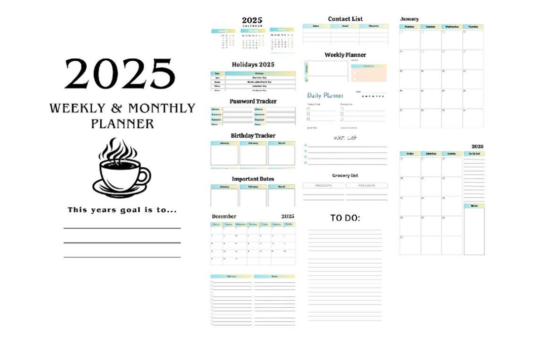 2025 Digital Calendar / Digital Download / PDF Printable / Planner ...