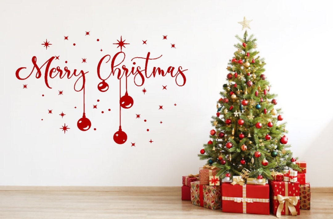 Merry Christmas Vinyl Lettering / Personalized Vinyl Decals / Holiday ...