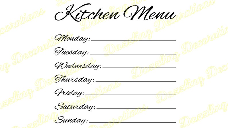 Kitchen Menu / Vinyl Projects / Vinyl Decals / Kitchen Decals - Etsy