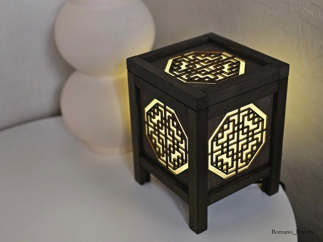 Handmade Wood Korean Lantern: Hanji Paper Shade, USB Power - Etsy