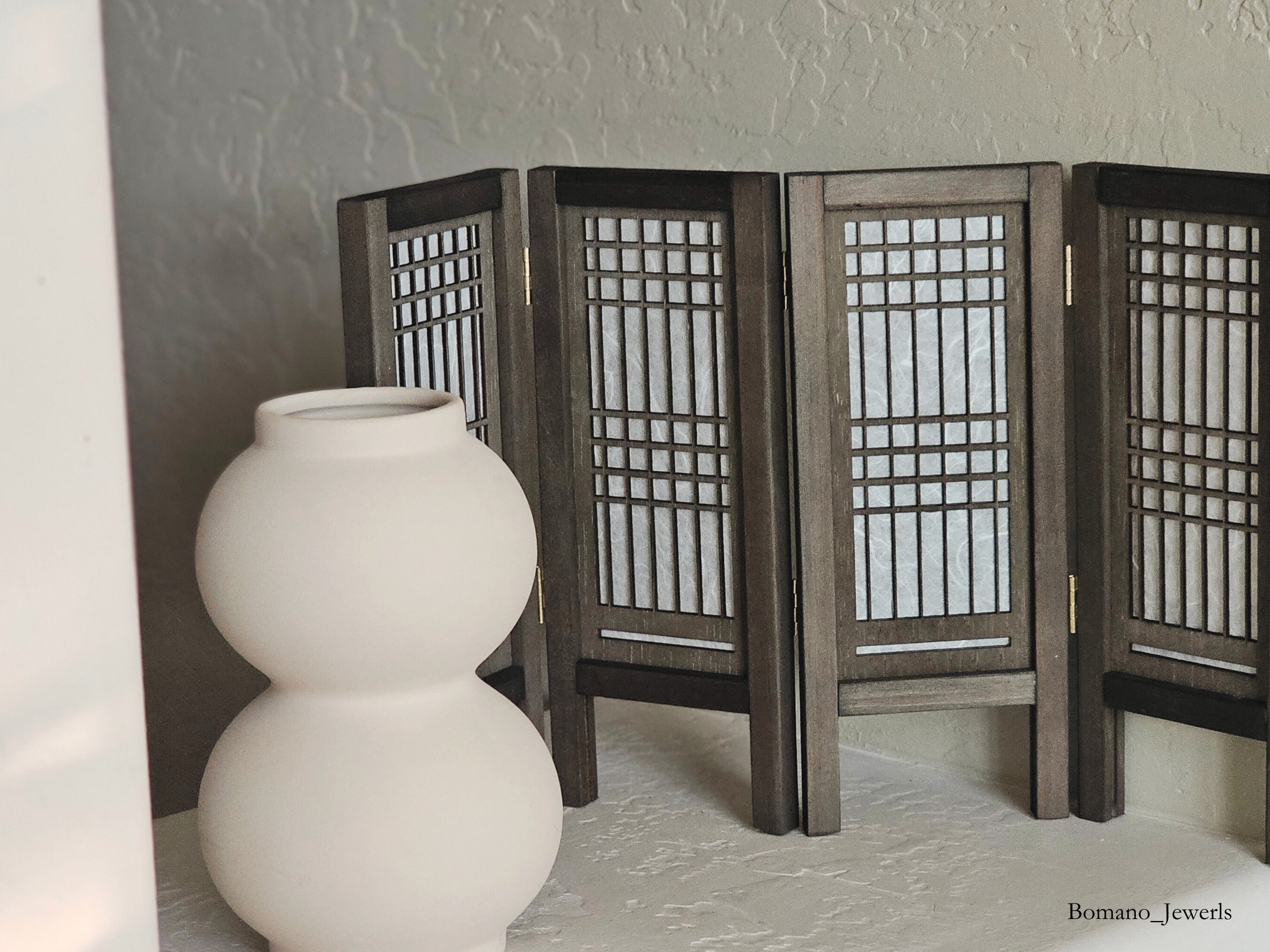 Korean Mini Wooden Folding Screen Tree Asian Art , Decorative Divider ...