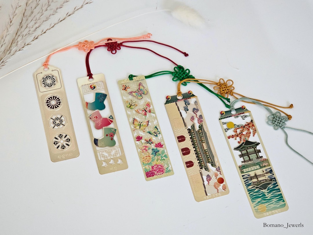 Gold Plated Metal Korean Traditional Bookmark With Tassel Book Club ...