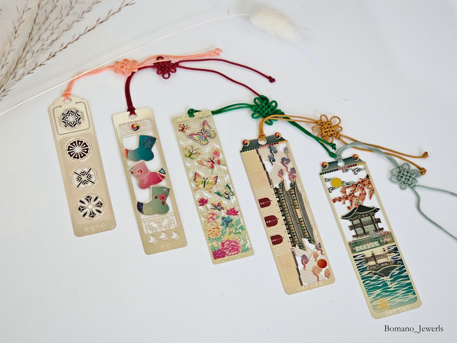 Gold Plated Metal Korean Traditional Bookmark With Tassel Book Club ...