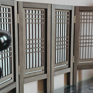 Korean Mini Wooden Folding Screen Tree Asian Art , Decorative Divider ...