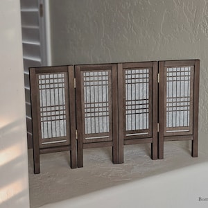 Korean Mini Wooden Folding Screen Tree Asian Art , Decorative Divider ...