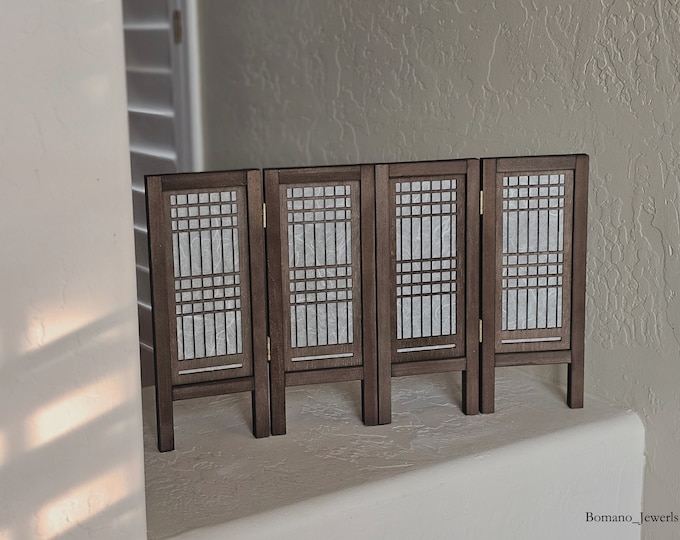 Korean Mini Wooden Folding Screen Tree Asian Art , Decorative Divider ...