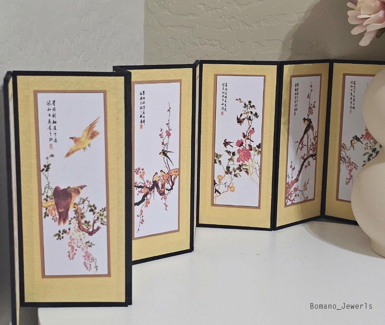 Korean Traditional Picture Folding Screen Tree Floral Birds Art Screen ...