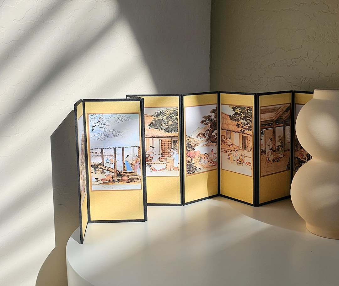 Korean Traditional Picture Folding Screen Folk Art Screen, Decorative ...