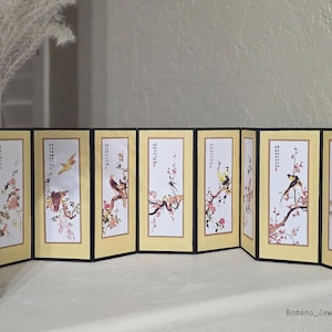 Korean Traditional Picture Folding Screen Tree Floral Birds Art Screen ...