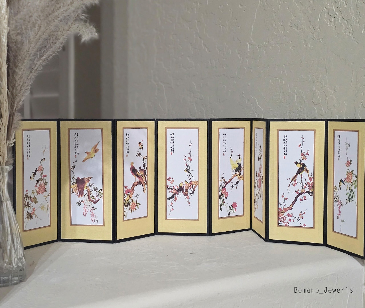 Korean Traditional Picture Folding Screen Tree Floral Birds Art Screen ...