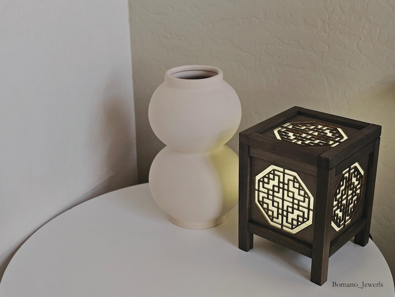 Handmade Wood Korean Lantern: Hanji Paper Shade, USB Power - Etsy