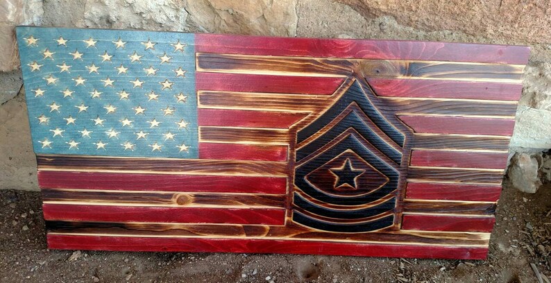 Large Rustic Army Rank Military Flag Military Retirement Gift - Etsy