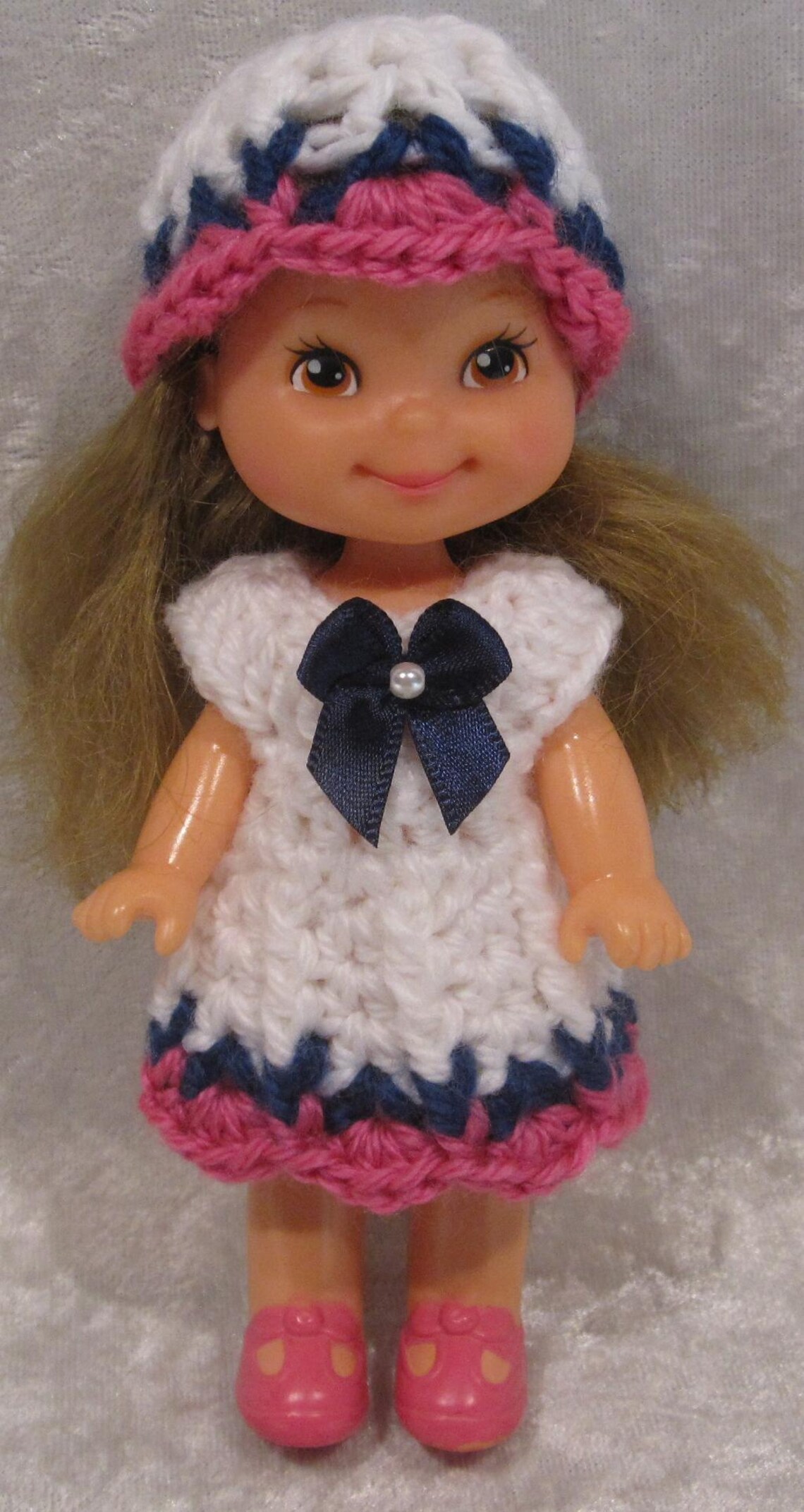 Made to Fit Your 6-inch Doll, Handmade Crocheted Dress and Hat, GLAMOUR ...