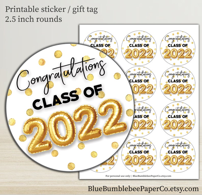Class of 2022 Congratulations Graduation Stickers Printable Congrats ...