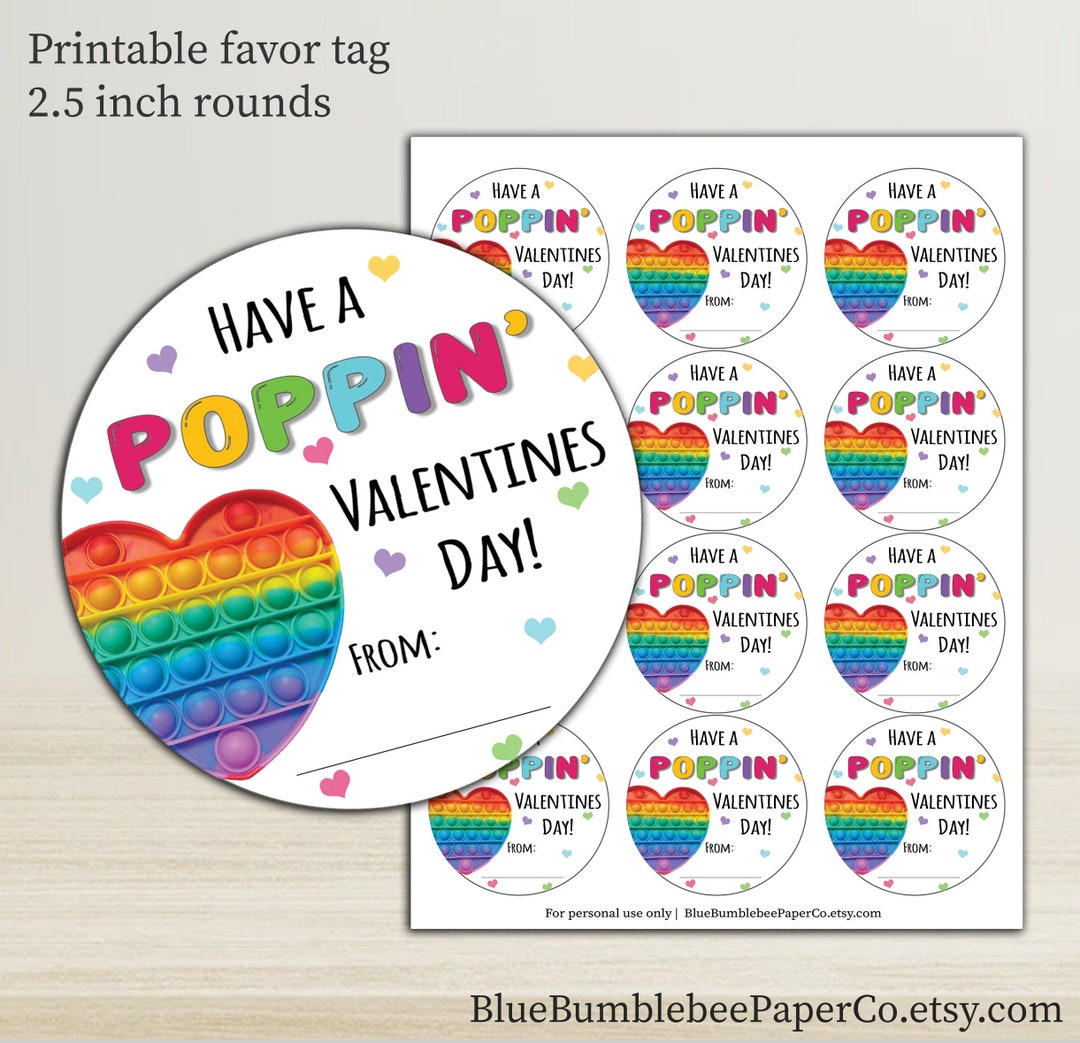 Have a Poppin' Valentines Day | Printable Gift Tags | 2.5inch Round ...