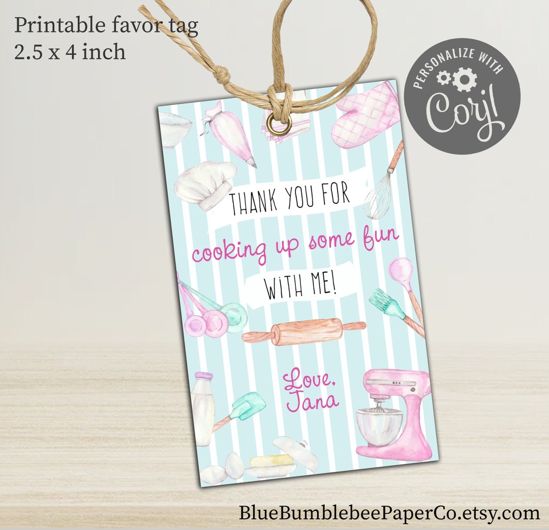 Thank You for Cooking up Some Fun Gift Tag | Printable Baking Party ...
