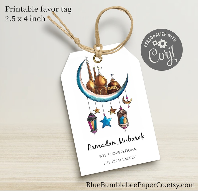 Ramadan Mubarak Gift Tag | Customize and Print Immediately | Printable ...