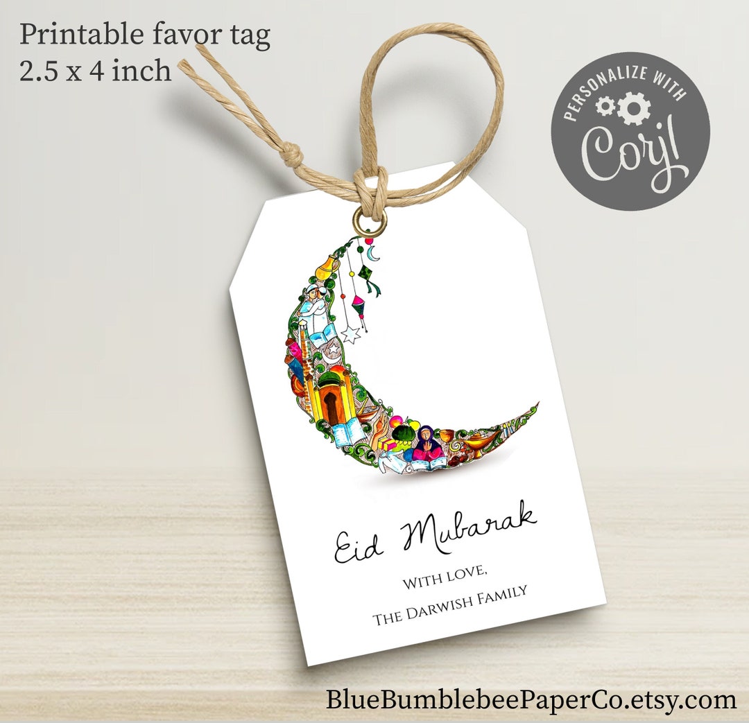 Eid Mubarak Gift Tag | Customize and Print Immediately | Printable Eid ...
