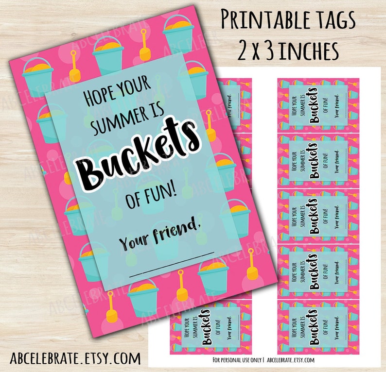 Hope Your Summer is Buckets of Fun Printable Tag/sticker - Etsy