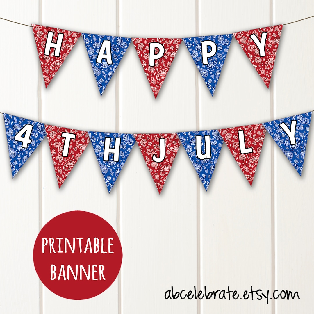 Happy 4th July Banner - Printable Party Bunting | DIY Digital July ...