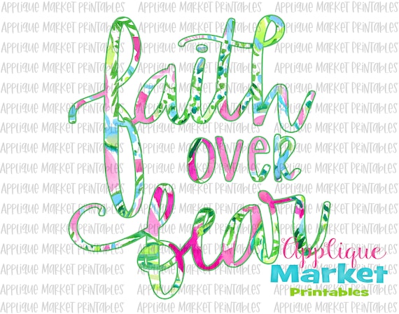Faith Over Fear Hand Lettered Floral Preppy Cursive Pink Green | Etsy