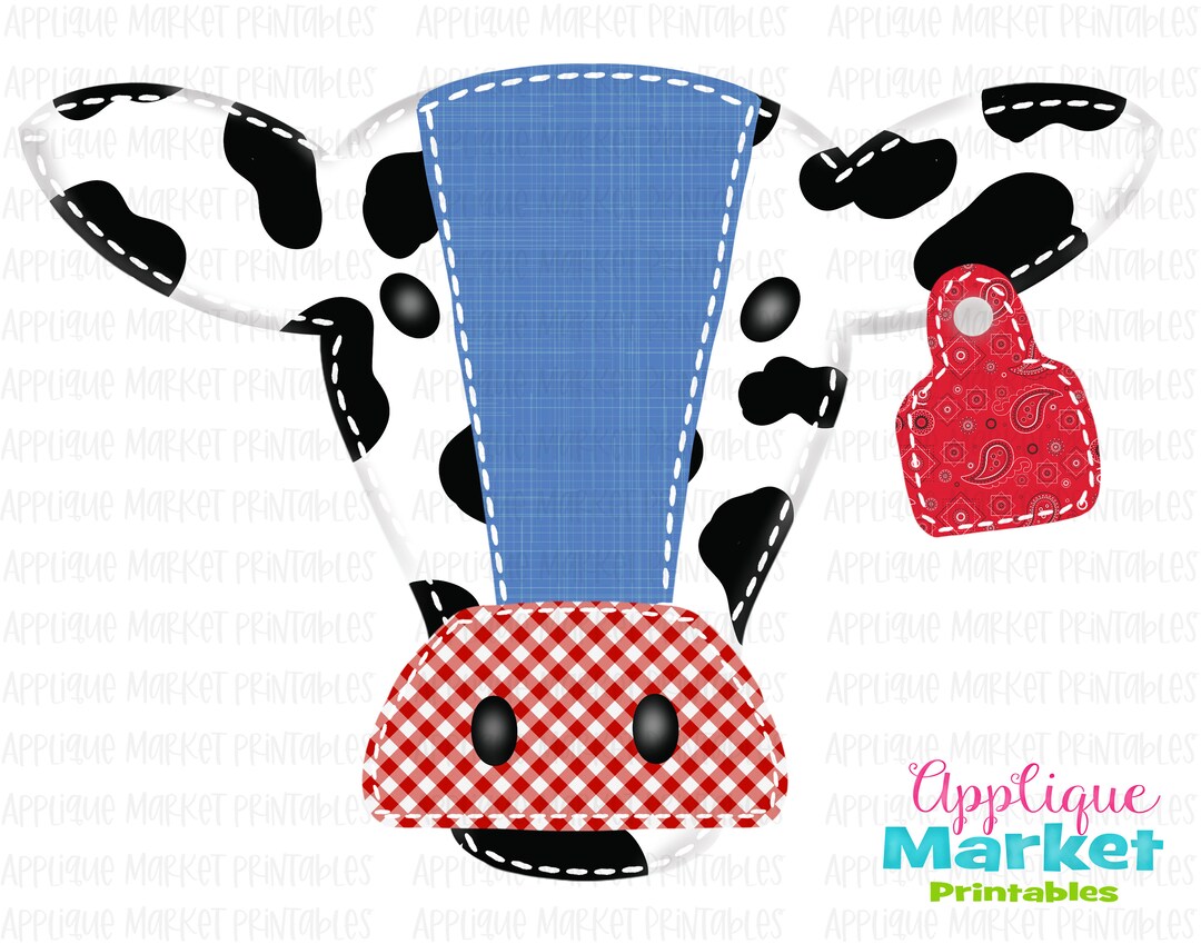 Cow Print Steer Head Faux Applique Plaid Printable PNG, Sublimation ...