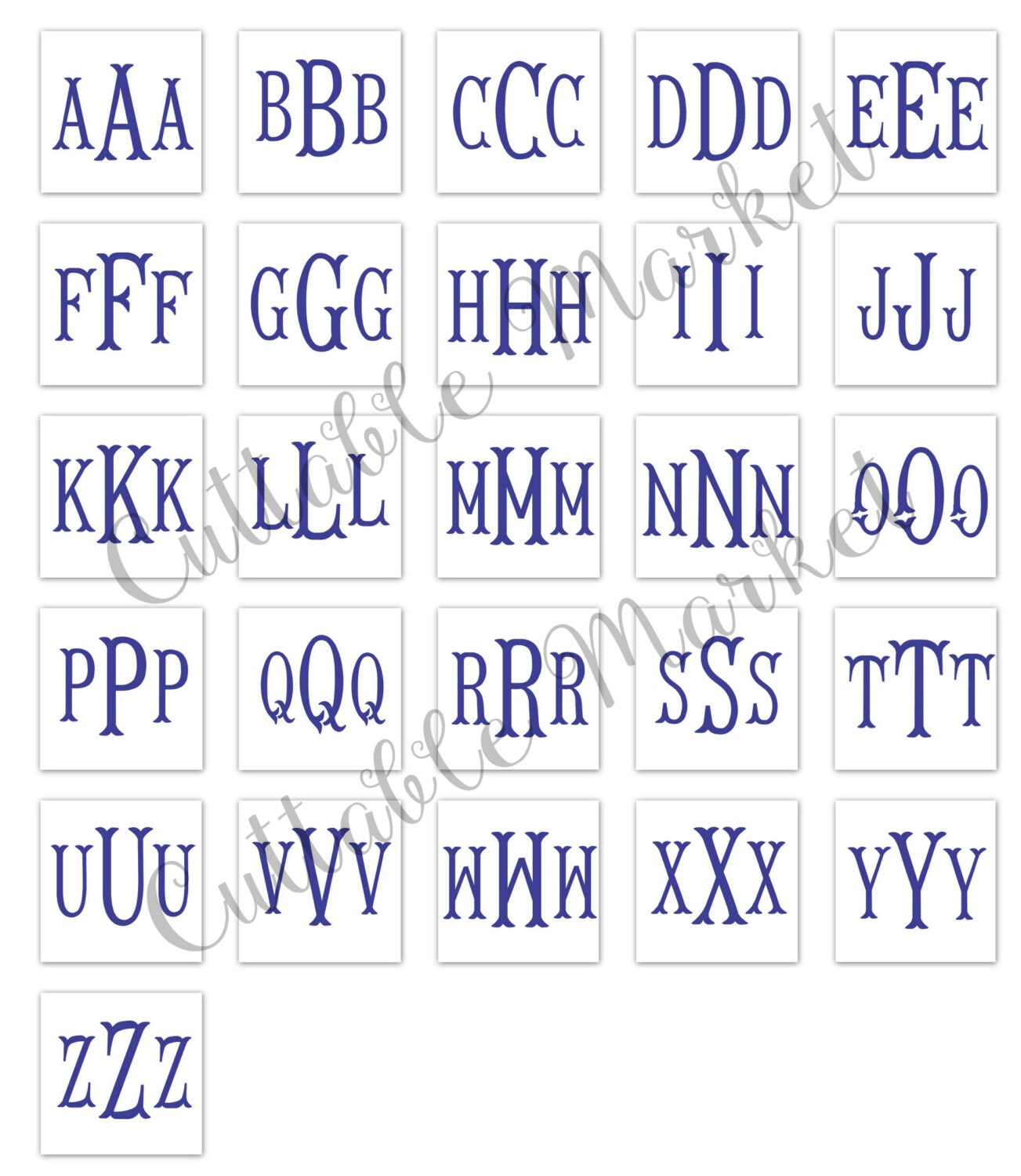 EXCLUSIVE Fishtail Monogram Font SVG DXF and Jpg - Etsy