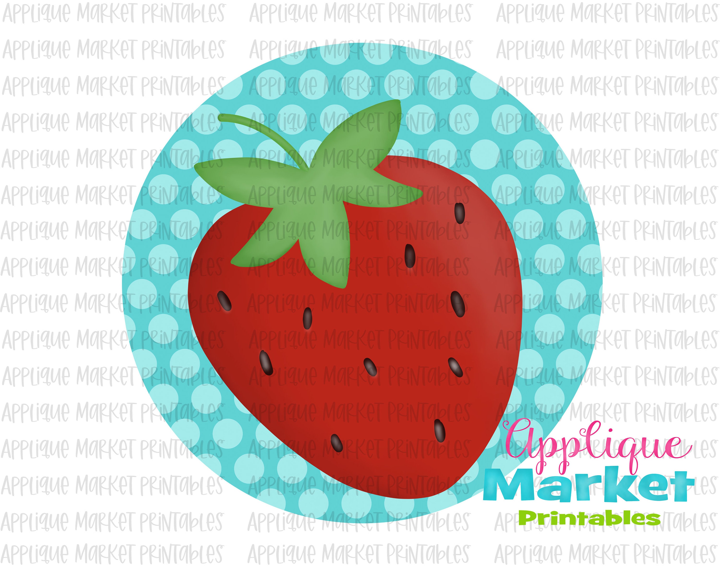 Strawberry Circle Aqua Dot Printable PNG, Sublimation Design, Digital ...