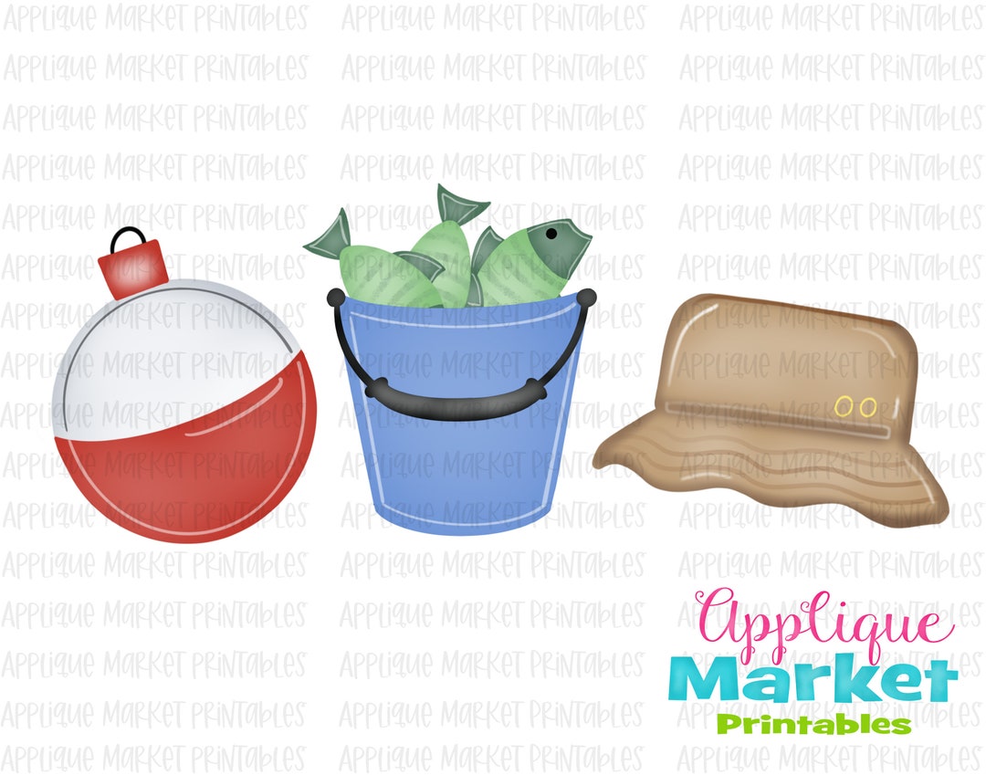 Fish Trio Bucket Bobber Cork Fishing Hat Watercolor Printable PNG ...
