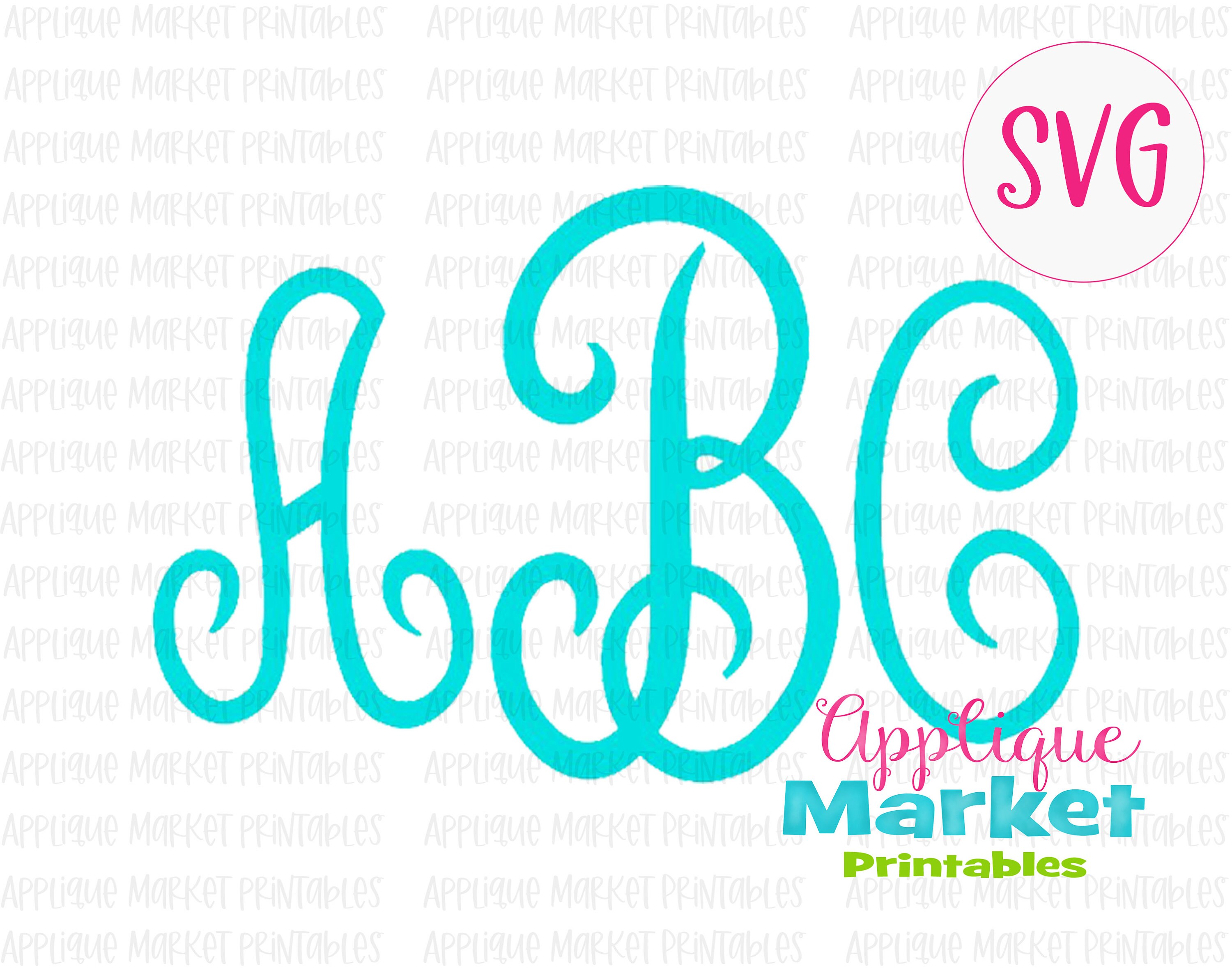 Scroll Monogram Cutting Font File SVG DXF JPG - Etsy