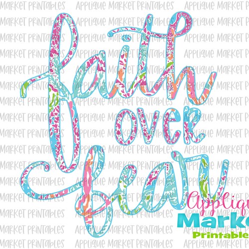 Faith Over Fear Hand Lettered Floral Preppy Cursive Christian - Etsy