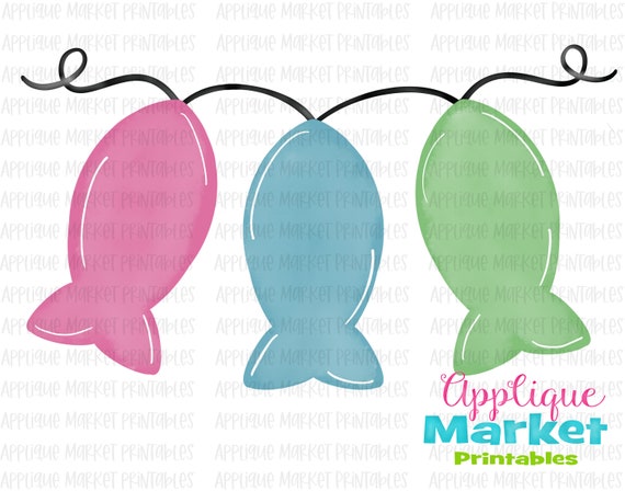 Fish Trio Three Fish on String Fishing Watercolor Printable - Etsy