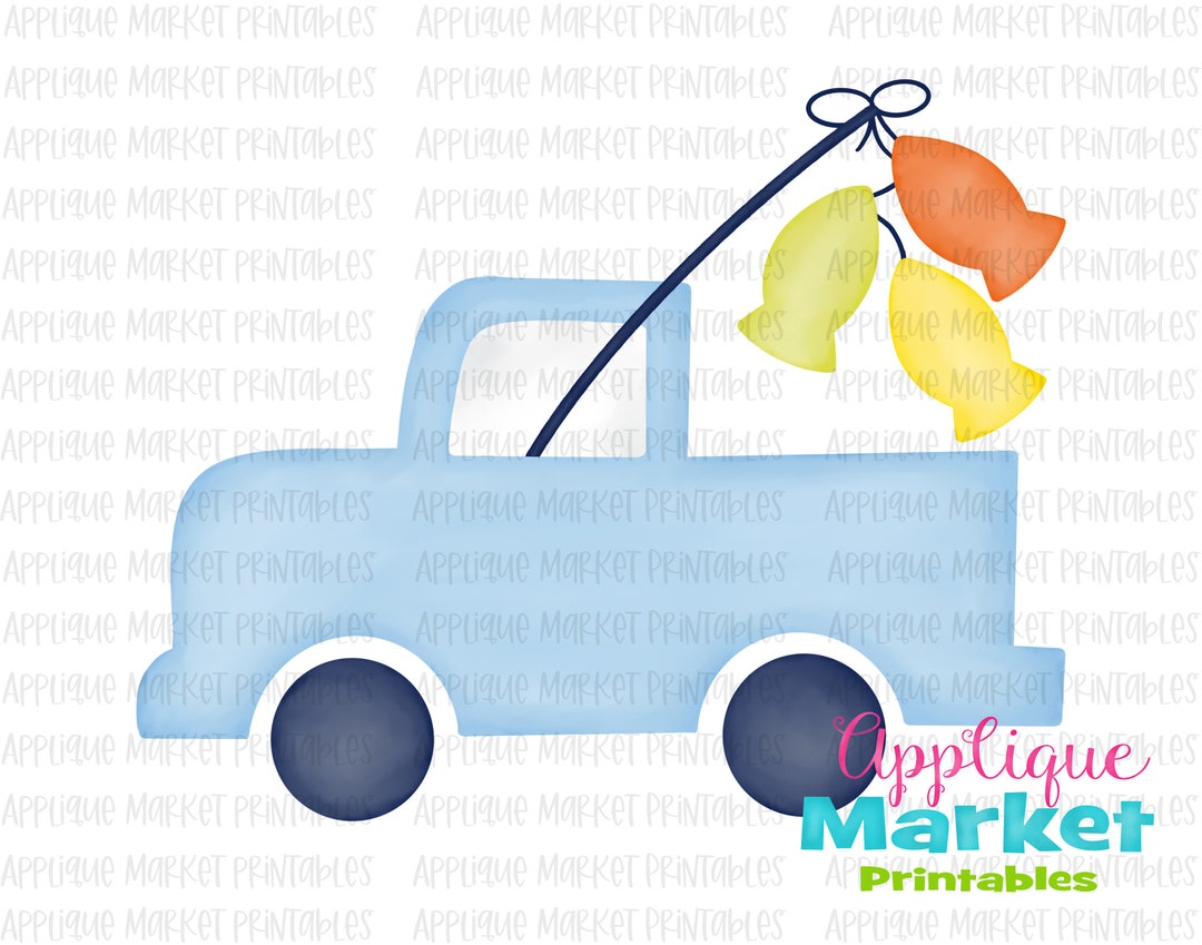 Pickup Truck Fish Blue Printable PNG, Sublimation Design, Digital ...