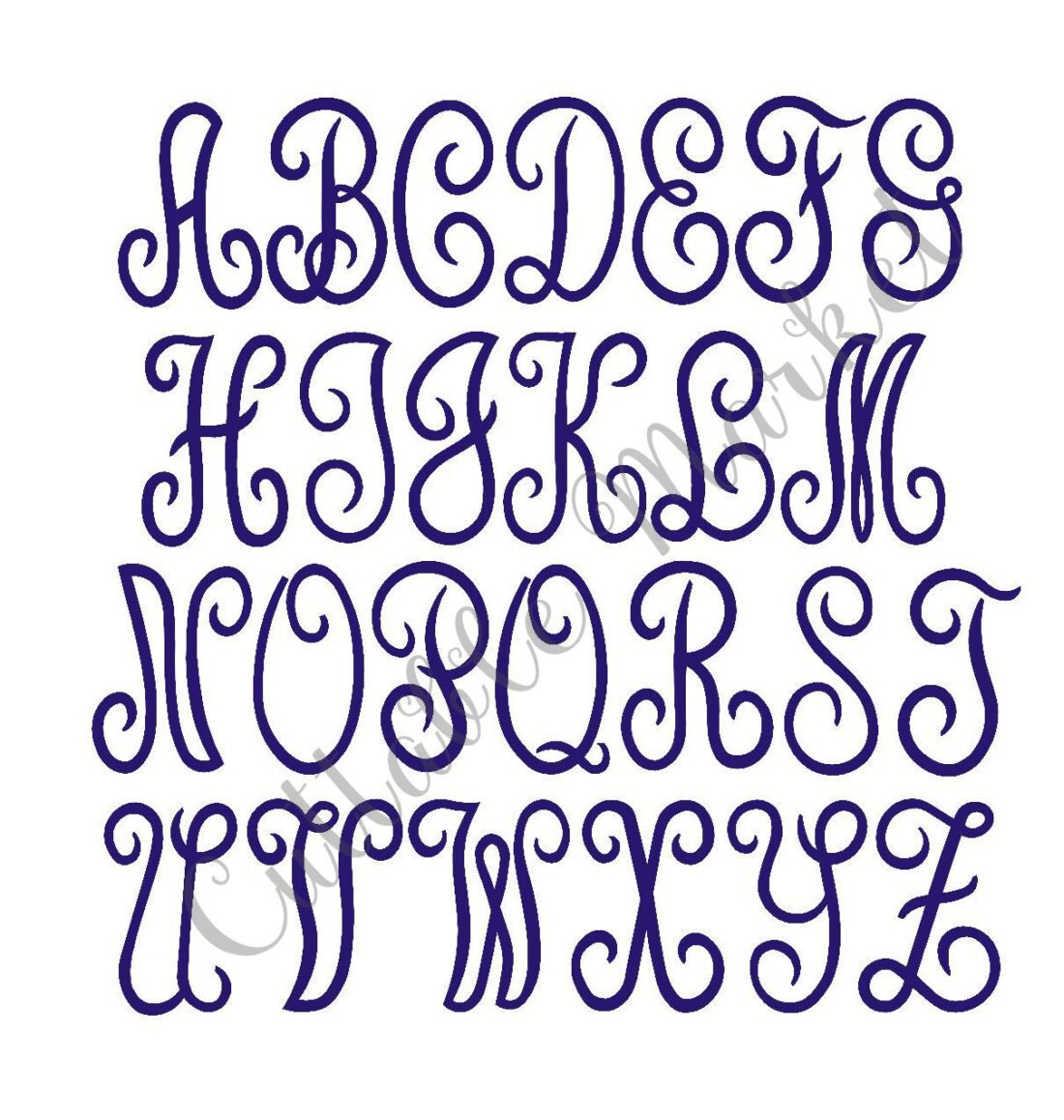 Scroll Monogram Cutting Font File SVG DXF JPG - Etsy