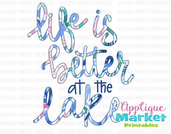Life is Better at the Lake Floral Preppy Cursive Watercolor - Etsy