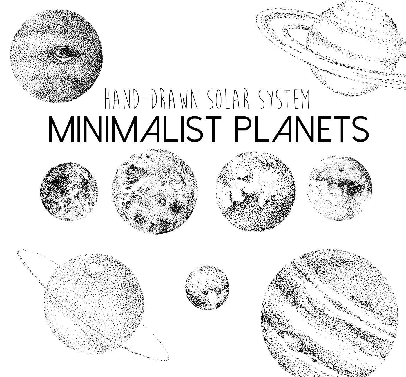 Solar System Clip Art Black And White