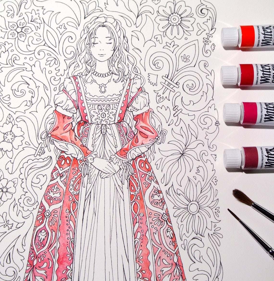 Historical Fashion Coloring Page for Adults Printable - Etsy