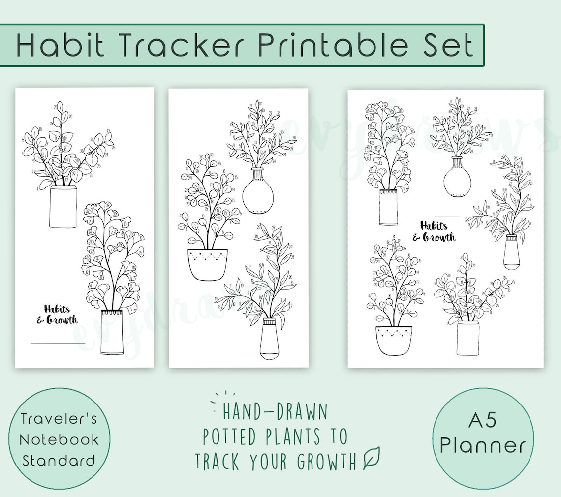 Habit Tracker Printable personal Growth Bullet - Etsy