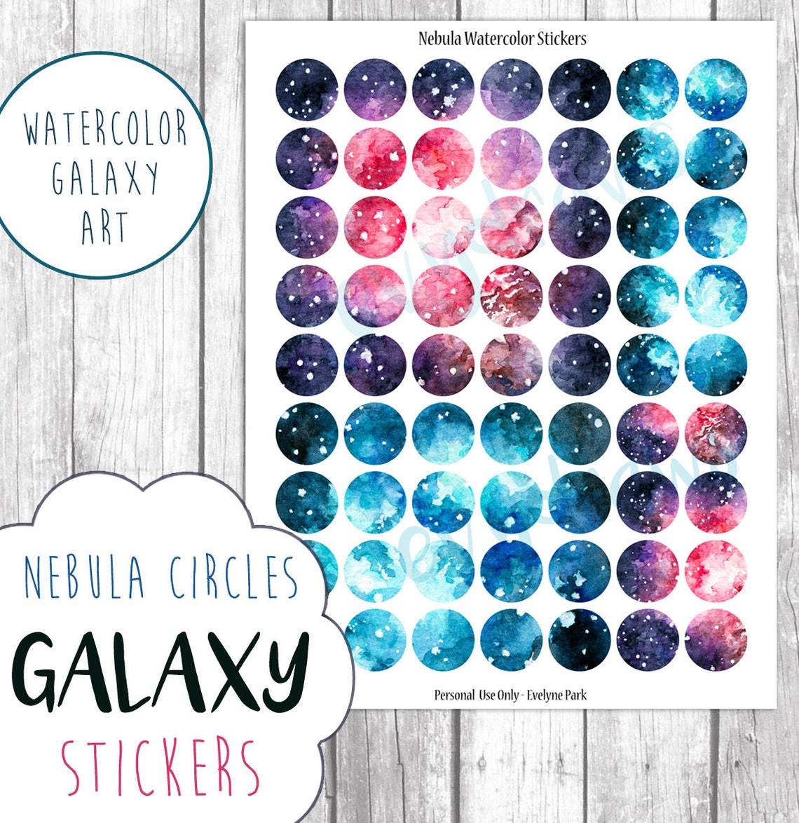 Galaxy Art Watercolor Sticker Digital Download Printable | Etsy