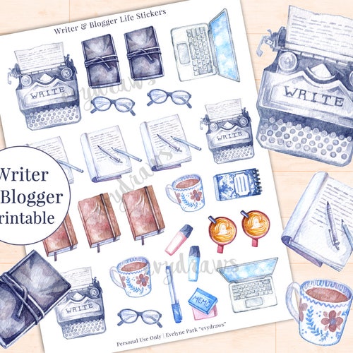 Blogging & Writing Stickers PRINTABLE Typewriter Journals - Etsy