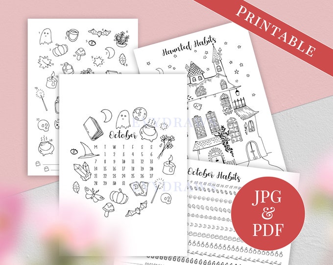 Spooky October Bullet Journal Kit | PRINTABLE Halloween Set | Haunted ...