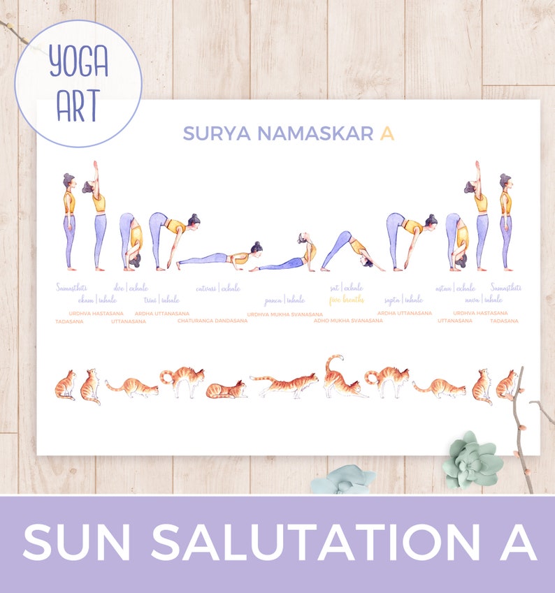 Sun Salutation A Asana Poster PRINTABLE Yoga Art Print - Etsy