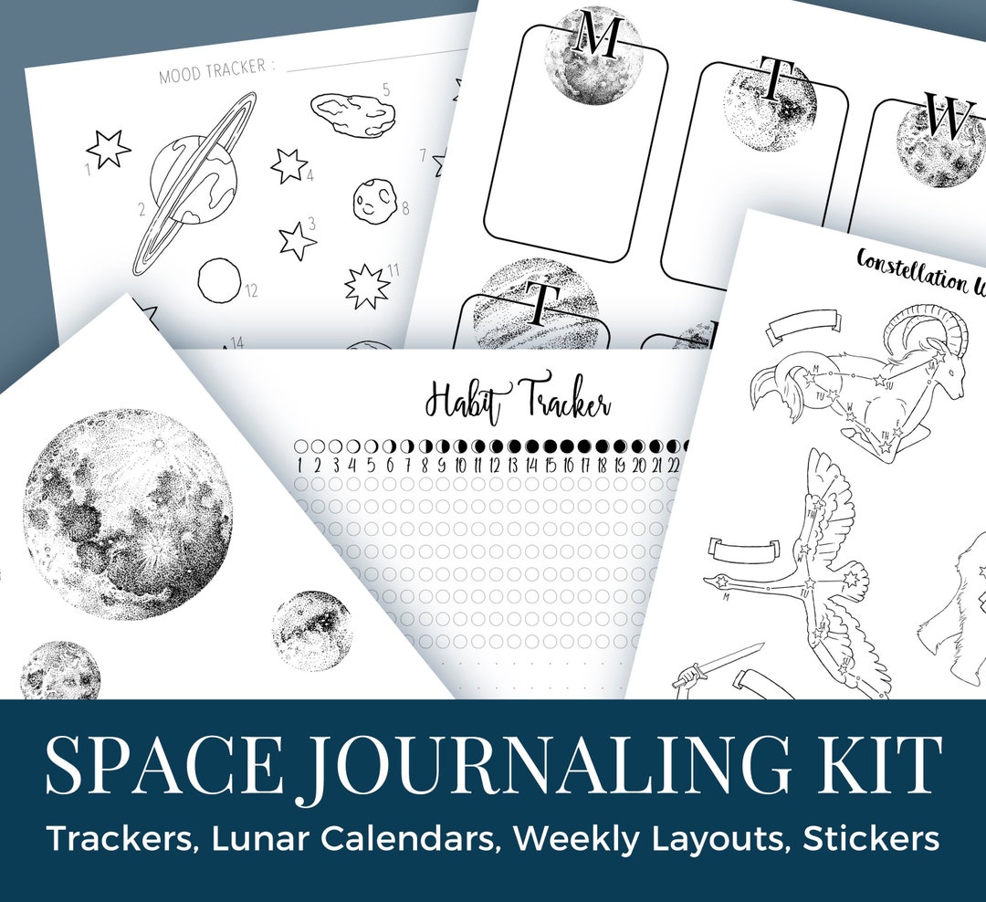 2024 Bullet Journal Space Kit PRINTABLE Moon & Stars Journaling ...
