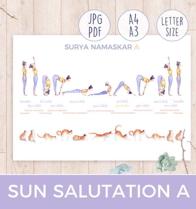 Sun Salutation A Asana Poster PRINTABLE Yoga Art Print - Etsy