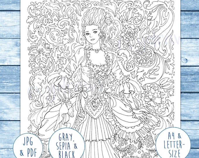 Women of History marie Antoinette Coloring Page Historical Fashion ...