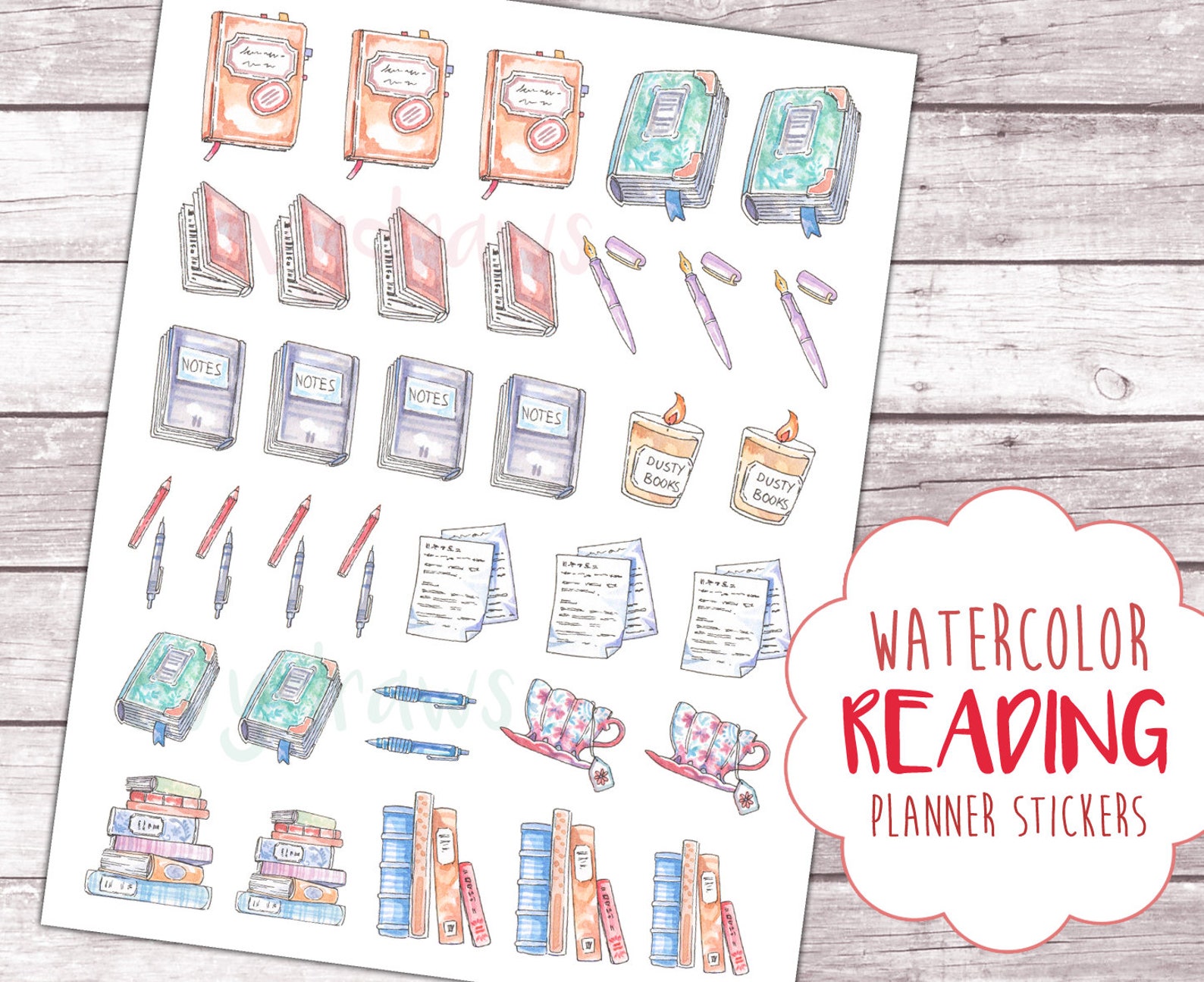 Book Stickers Printable Books & Novel Writing Hand-drawn - Etsy Australia