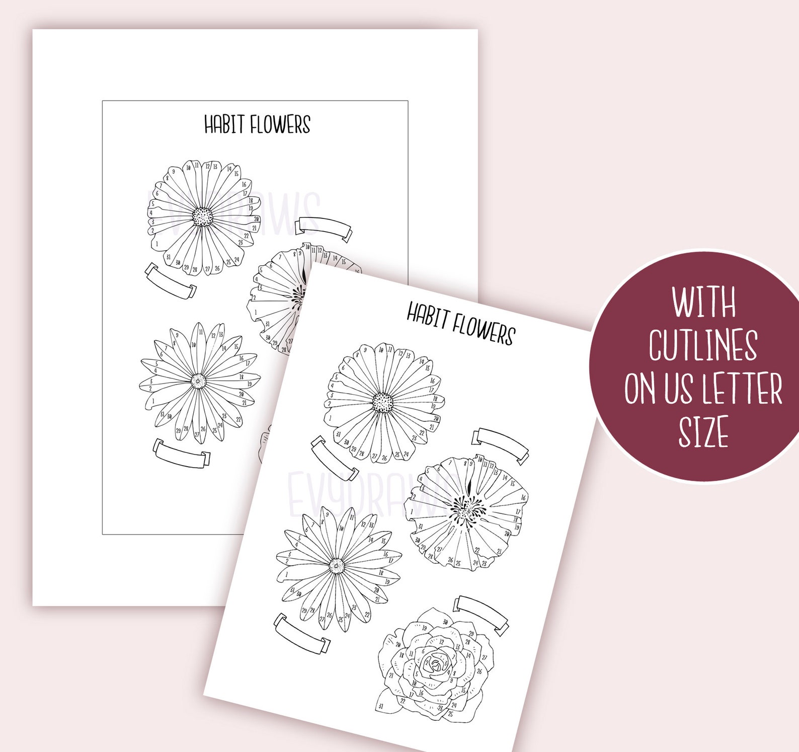 Flower Habit Trackers PRINTABLE Digital Download Bullet - Etsy